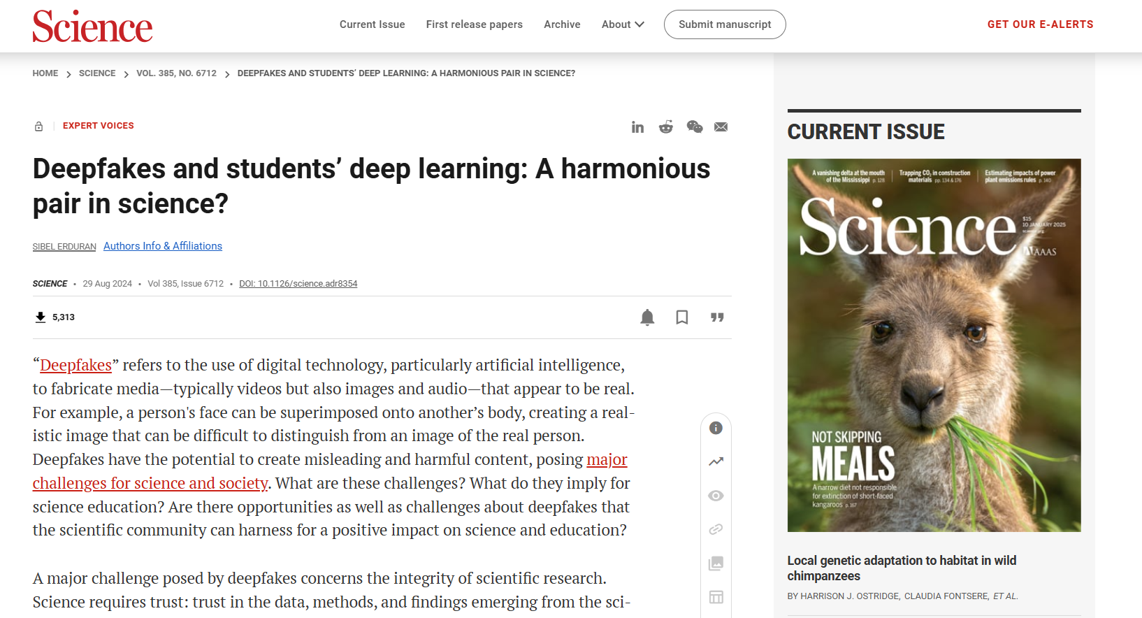 Deepfakes and students' deep learning: A harmonious pair in science?